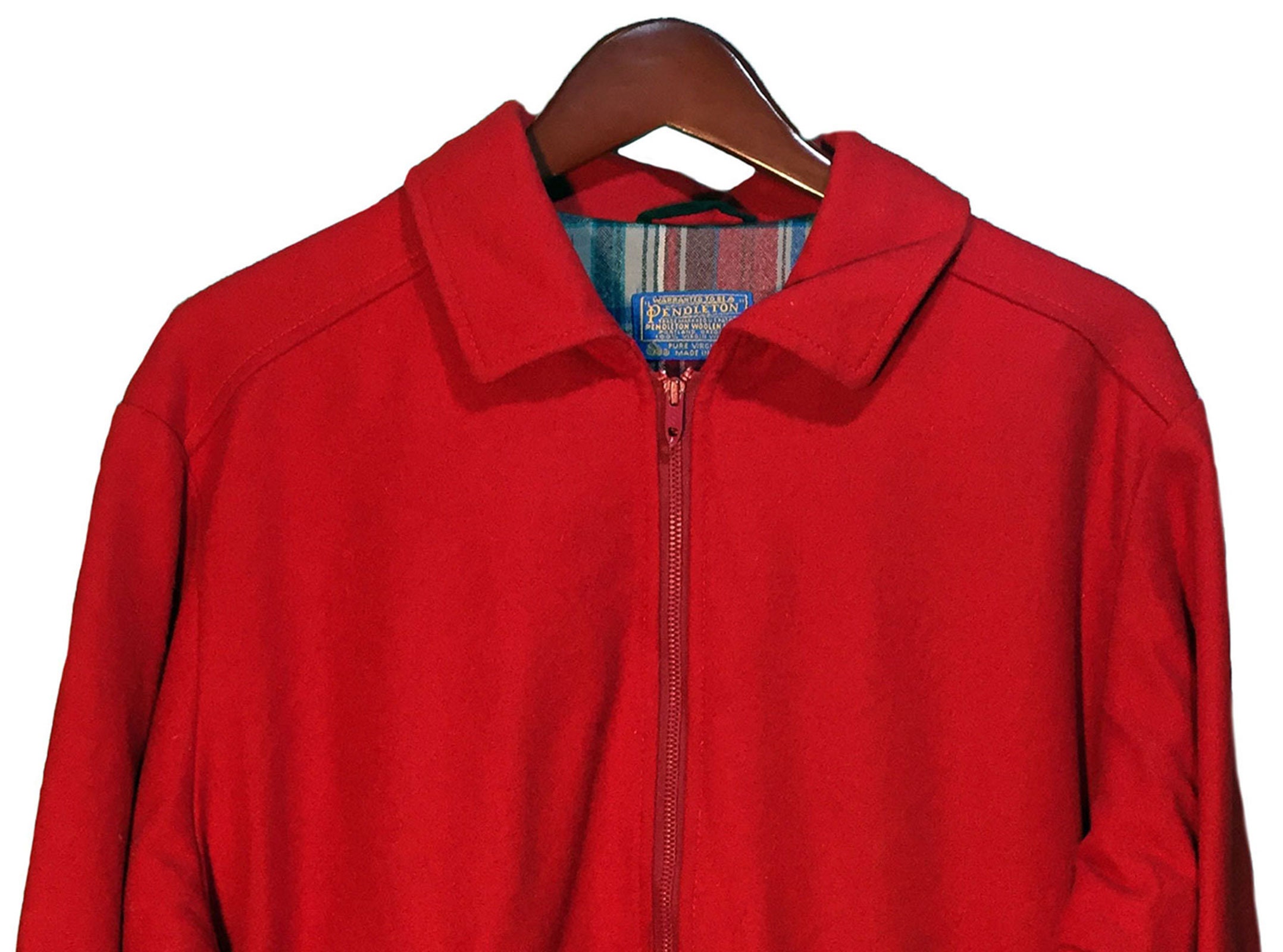 PENDLETON RED JACKET 100% Virgin Wool Men's Size M || Made in U.S.A ...