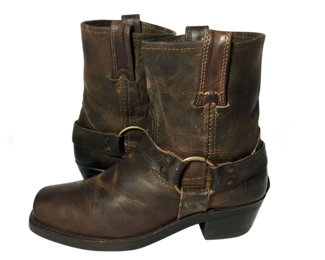 FRYE 77455 HARNESS BROWN Leather Motorcycle Boots Women's Size 7 ...