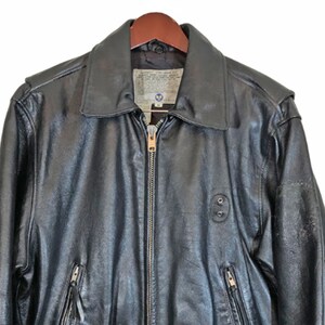 AVIREX BLACK LEATHER Motorcycle Jacket Men's Size M Biker Rider Aviator ...
