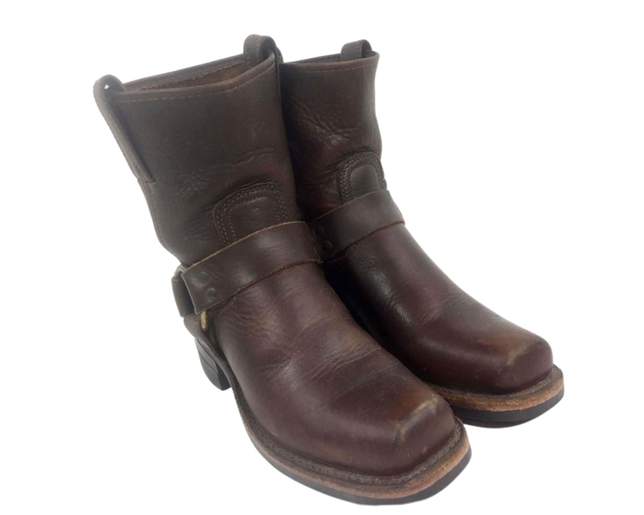 FRYE 77455 HARNESS 8 R BROWN Leather Motorcycle Boots Women's Size 6 ...