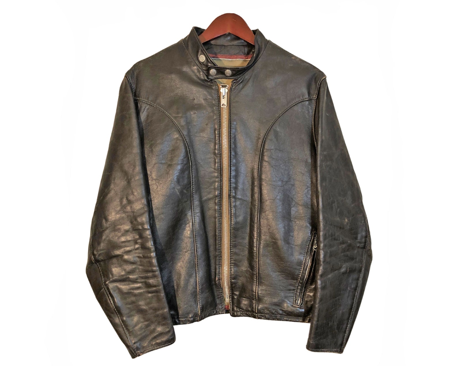 Schott N.Y.C. Brown Leather Cafe Racer Jacket Men's Size - Etsy