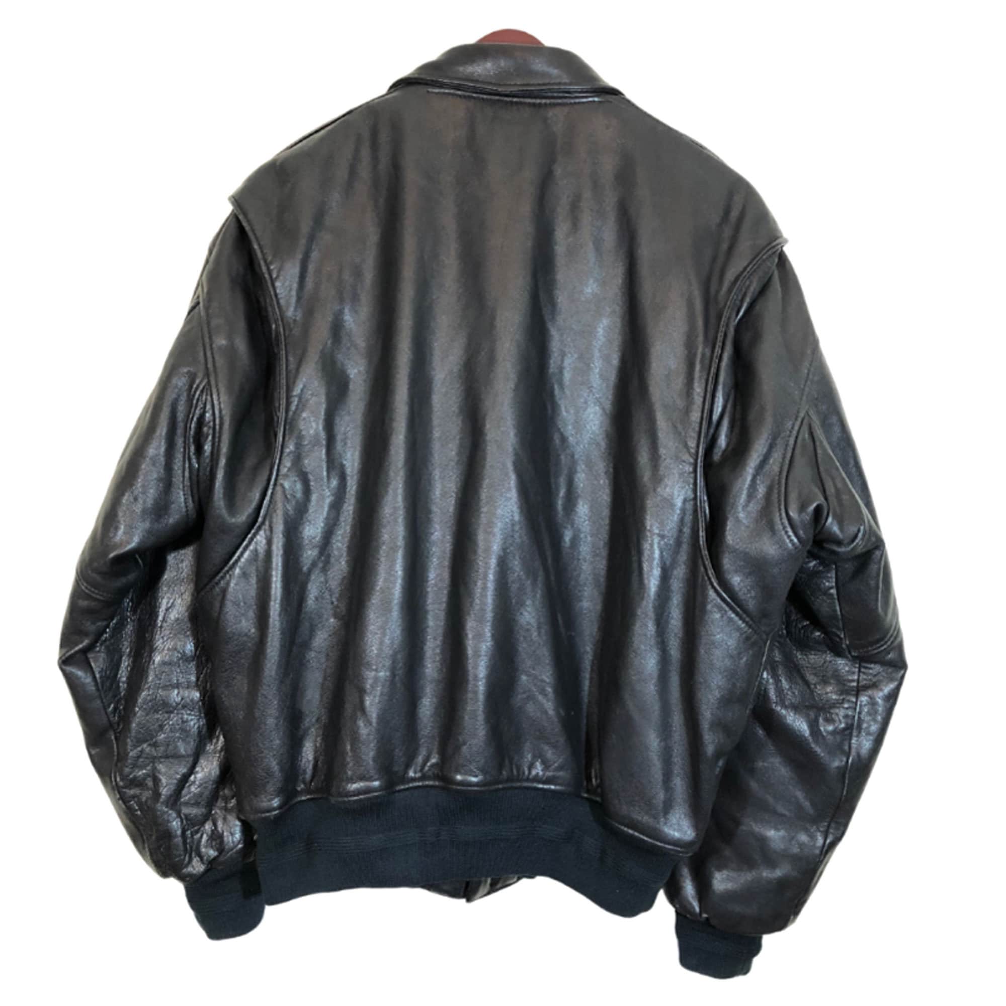 AVIREX BLACK LEATHER B-7 Bomber Jacket Men's Size 42 - Etsy