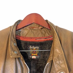 SCHOTT N.Y.C. Brown Leather Cafe Racer Jacket Men's Size 48 || Vintage ...