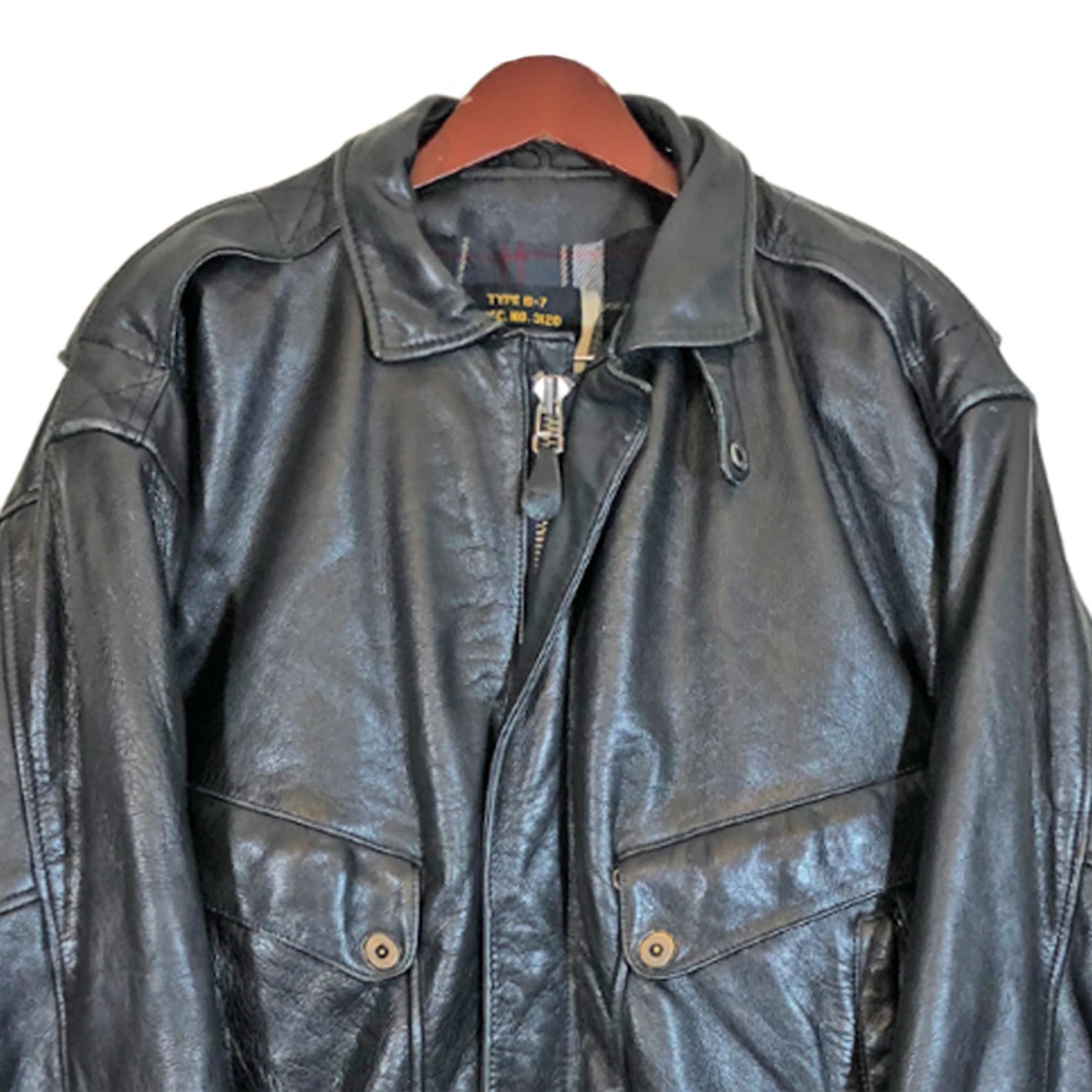 AVIREX BLACK LEATHER B-7 Bomber Jacket Men's Size 42 - Etsy