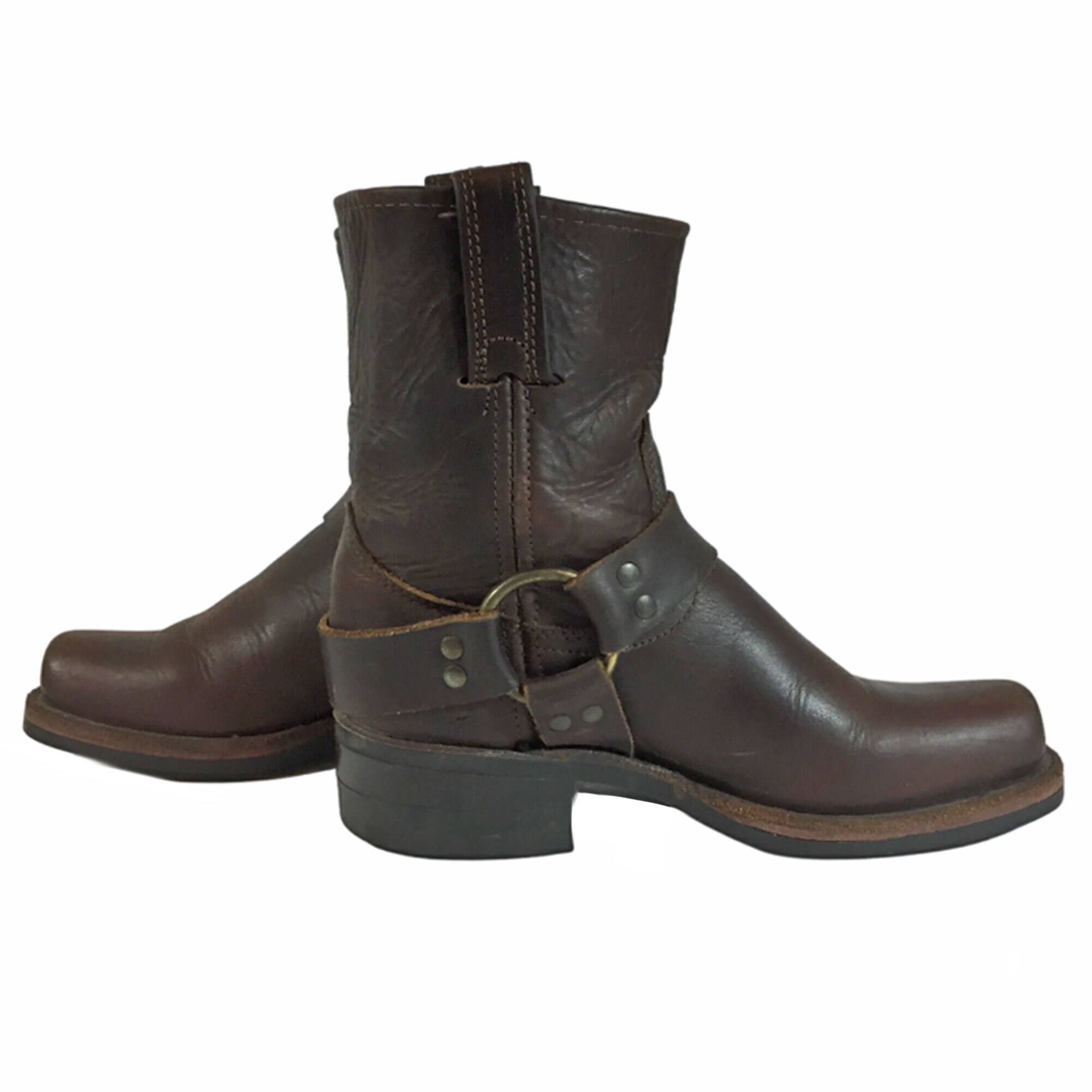 FRYE 77455 HARNESS 8 R BROWN Leather Motorcycle Boots Women's Size 6 ...