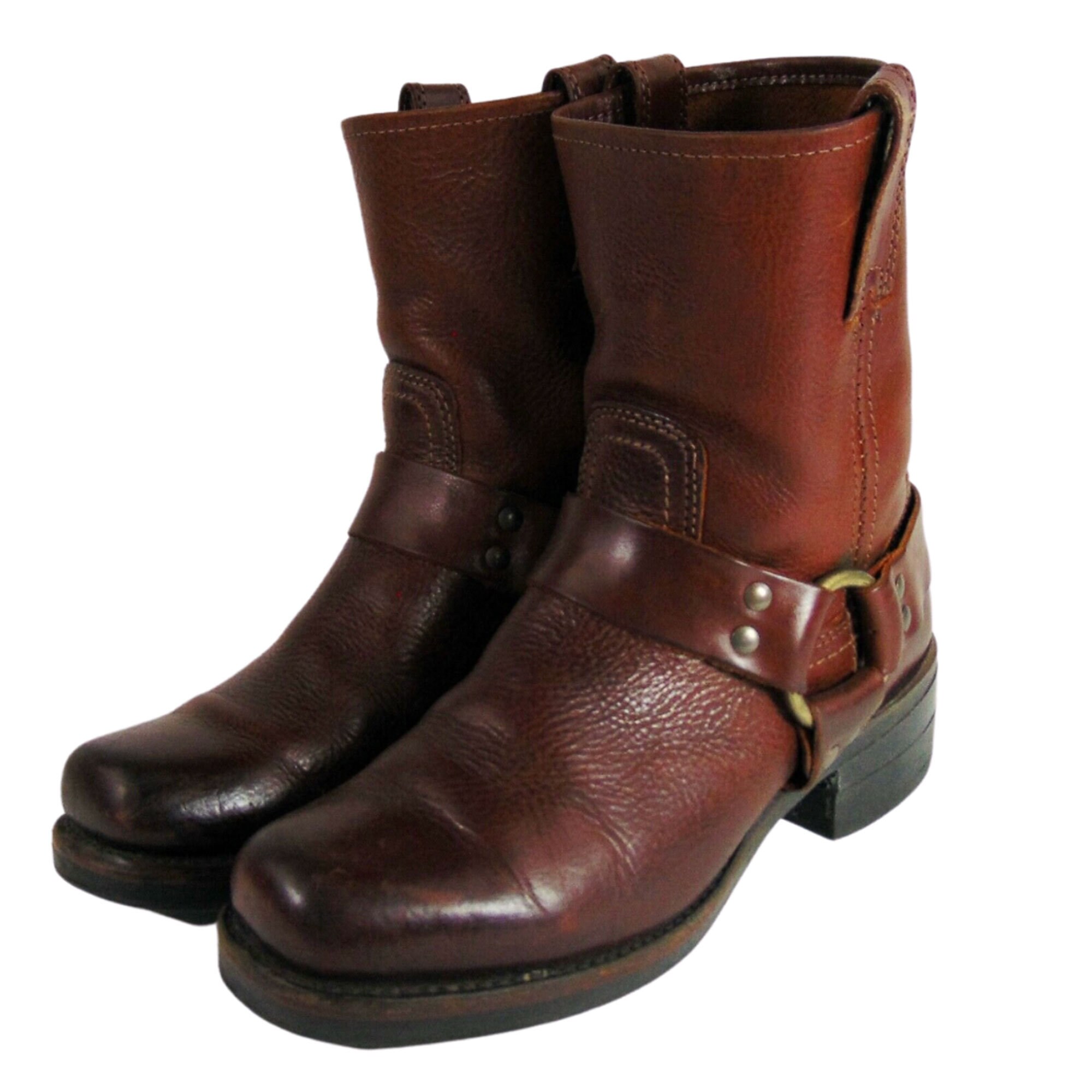 FRYE 87400 Harness Brown Leather Riding Biker Motorcycle Boots Men's ...
