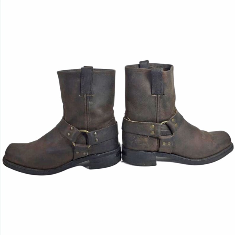 FRYE 87400 HARNESS BROWN Leather Motorcycle Boots Men Size 9.5 Riding ...