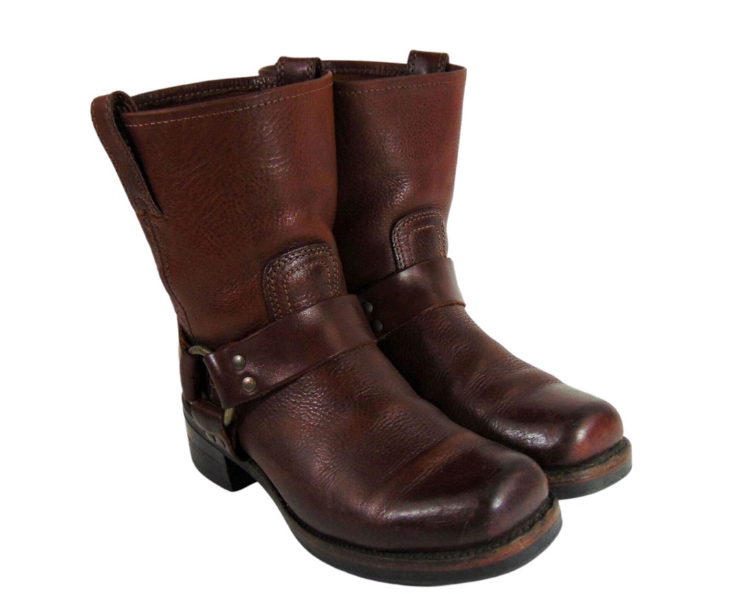 FRYE 87400 Harness Brown Leather Riding Biker Motorcycle Boots Men's ...