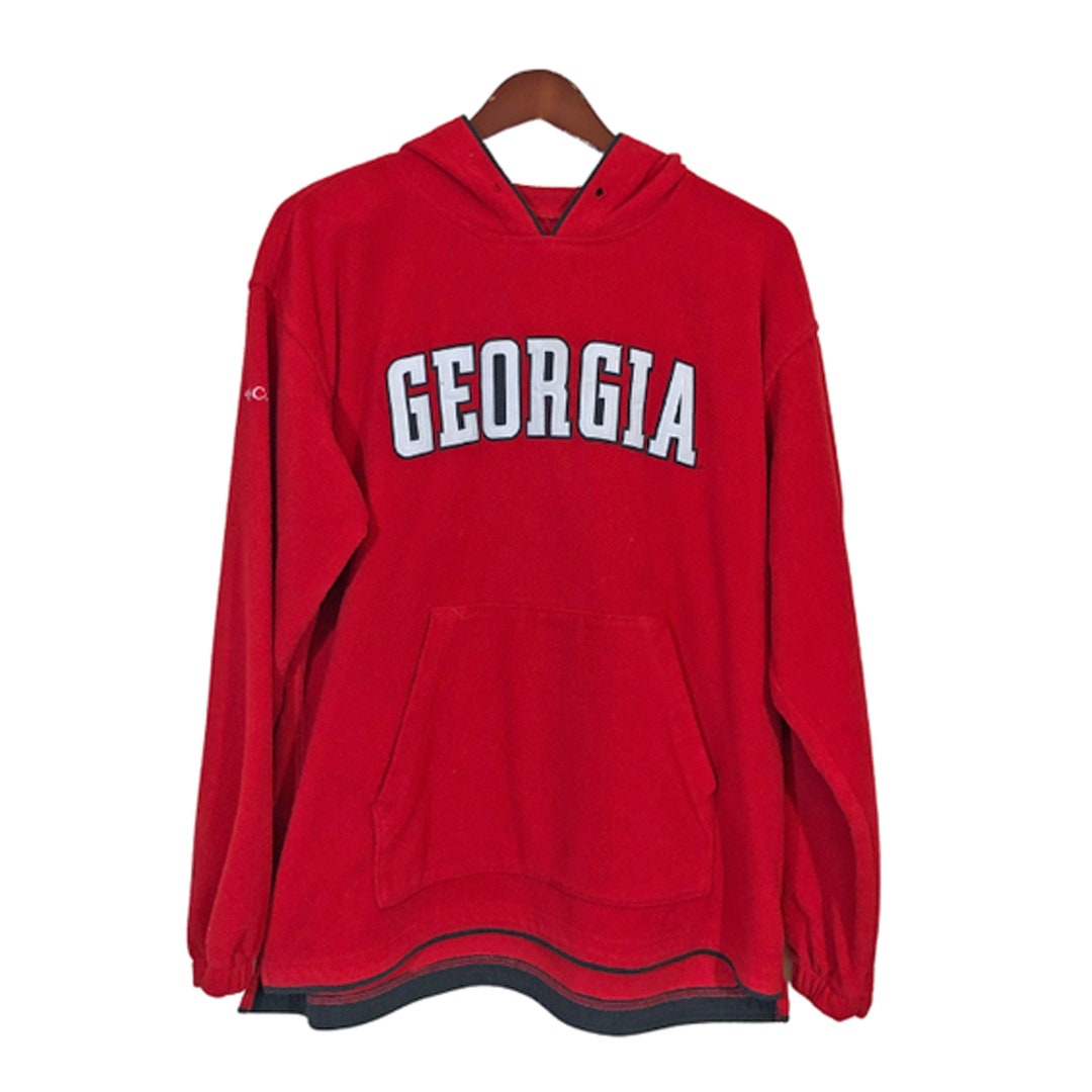 UNIVERSITY of GEORGIA BULLDOG Red Embroidered Fleece Hoodie Men Size L ...
