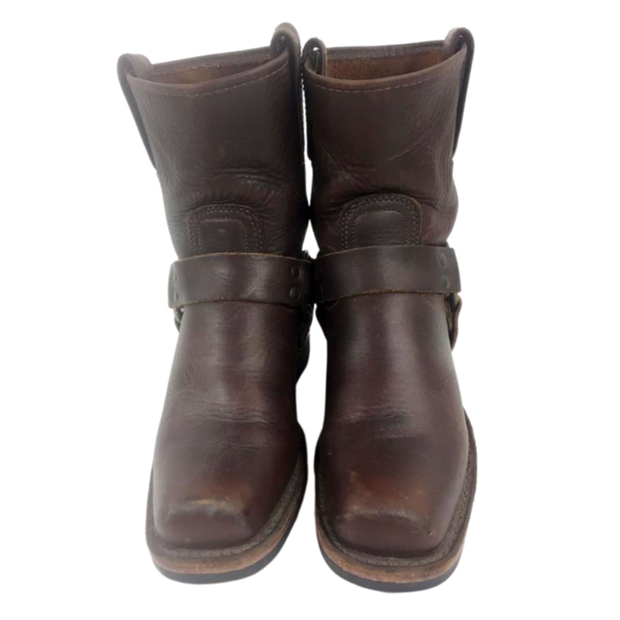 FRYE 77455 HARNESS 8 R BROWN Leather Motorcycle Boots Women's Size 6 ...