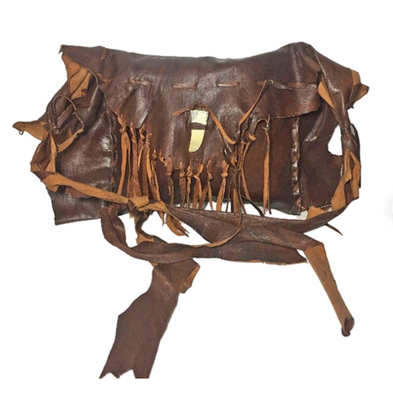 VINTAGE BROWN LEATHER Tribal Ethnic Primitive Crossbody Bag Boho Hippie ...