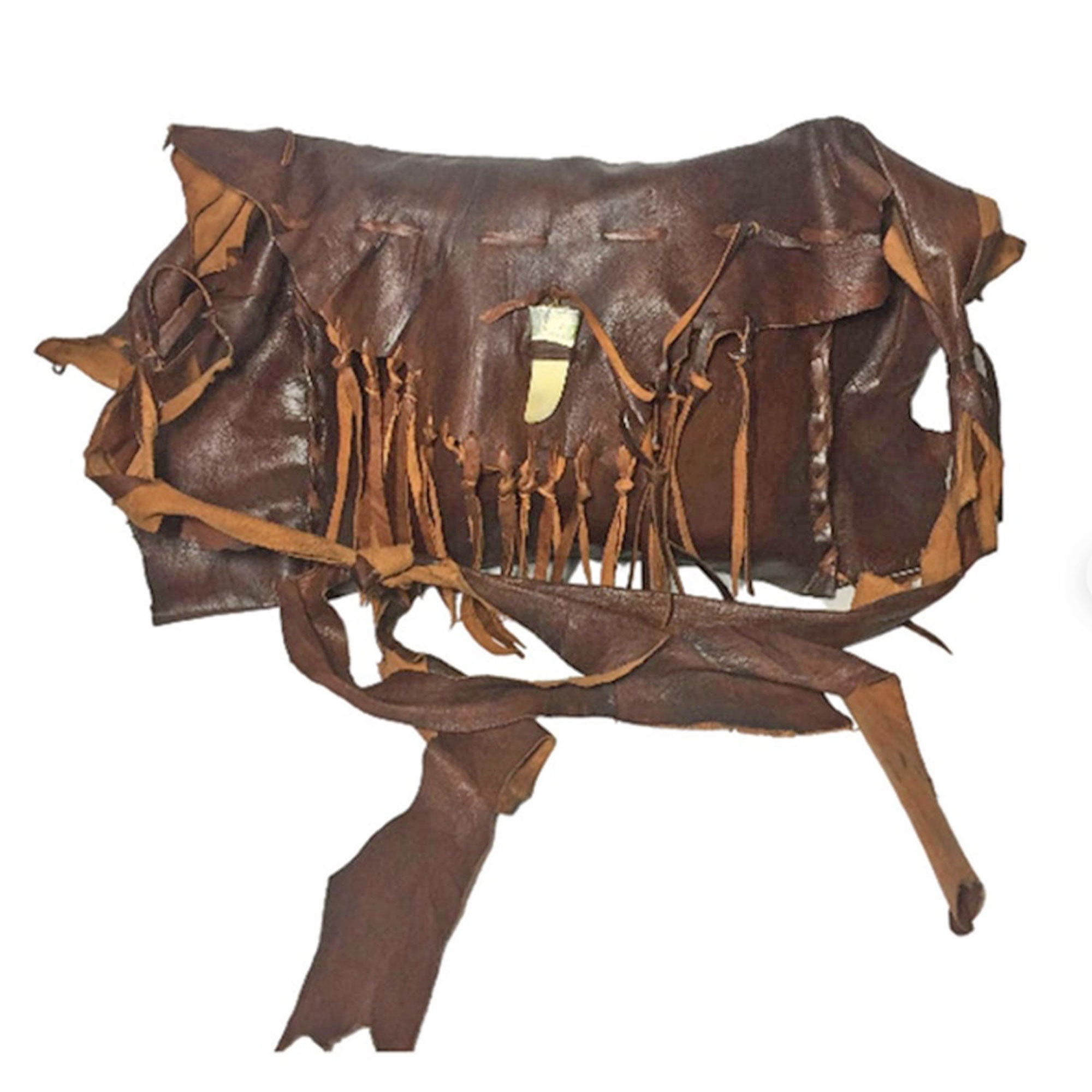 VINTAGE BROWN LEATHER Tribal Ethnic Primitive Crossbody Bag Boho Hippie ...