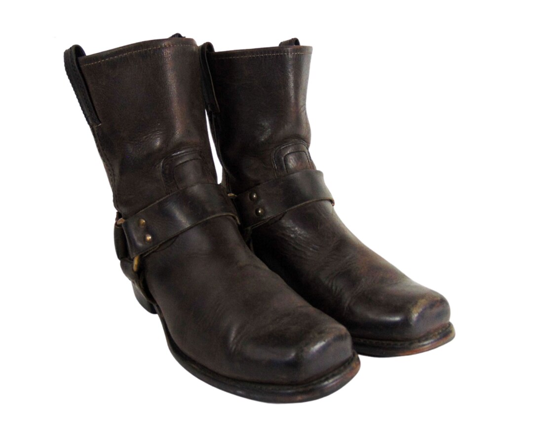 FRYE 87400 HARNESS BROWN Leather Motorcycle Boots Men's Size 9 Riding ...