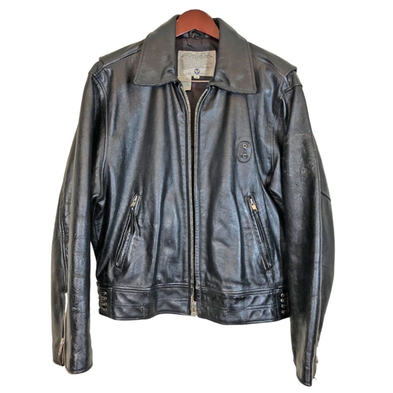 AVIREX BLACK LEATHER Motorcycle Jacket Men's Size M - Etsy