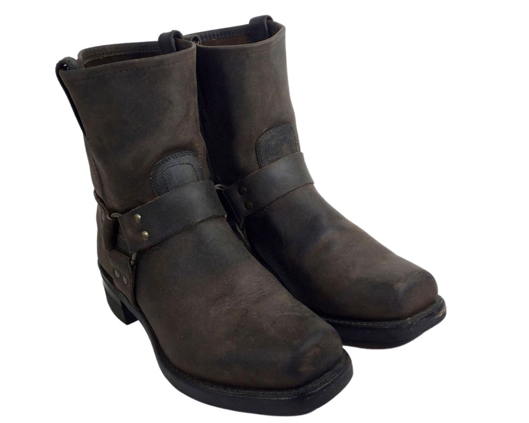 FRYE 87400 HARNESS BROWN Leather Motorcycle Boots Men Size 9.5 ...