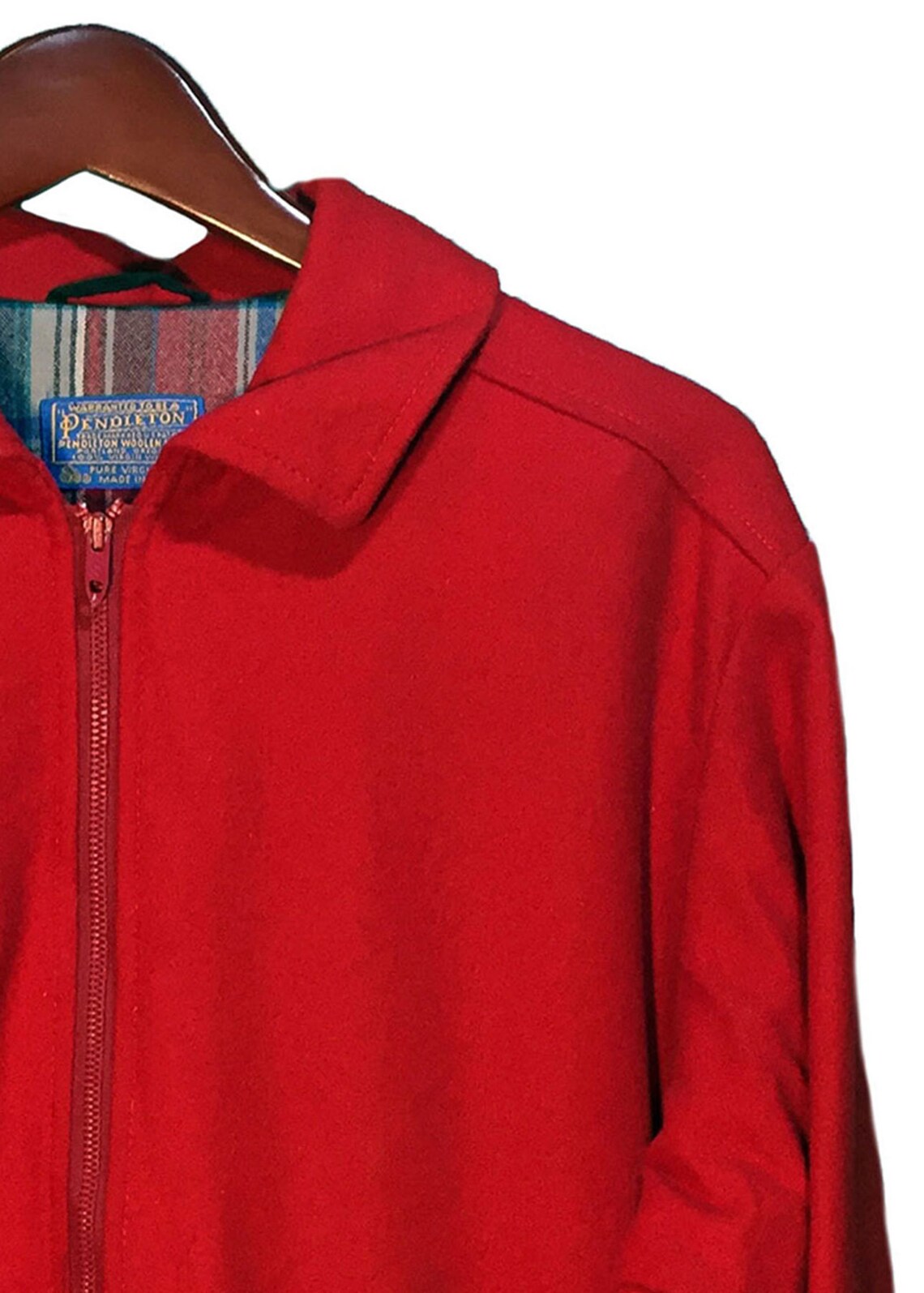 PENDLETON RED JACKET 100% Virgin Wool Men's Size M Made in U.S.A ...