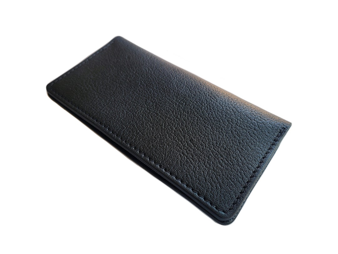 Handmade Black Leather Checkbook Cover | Premium French Veg Tan ...