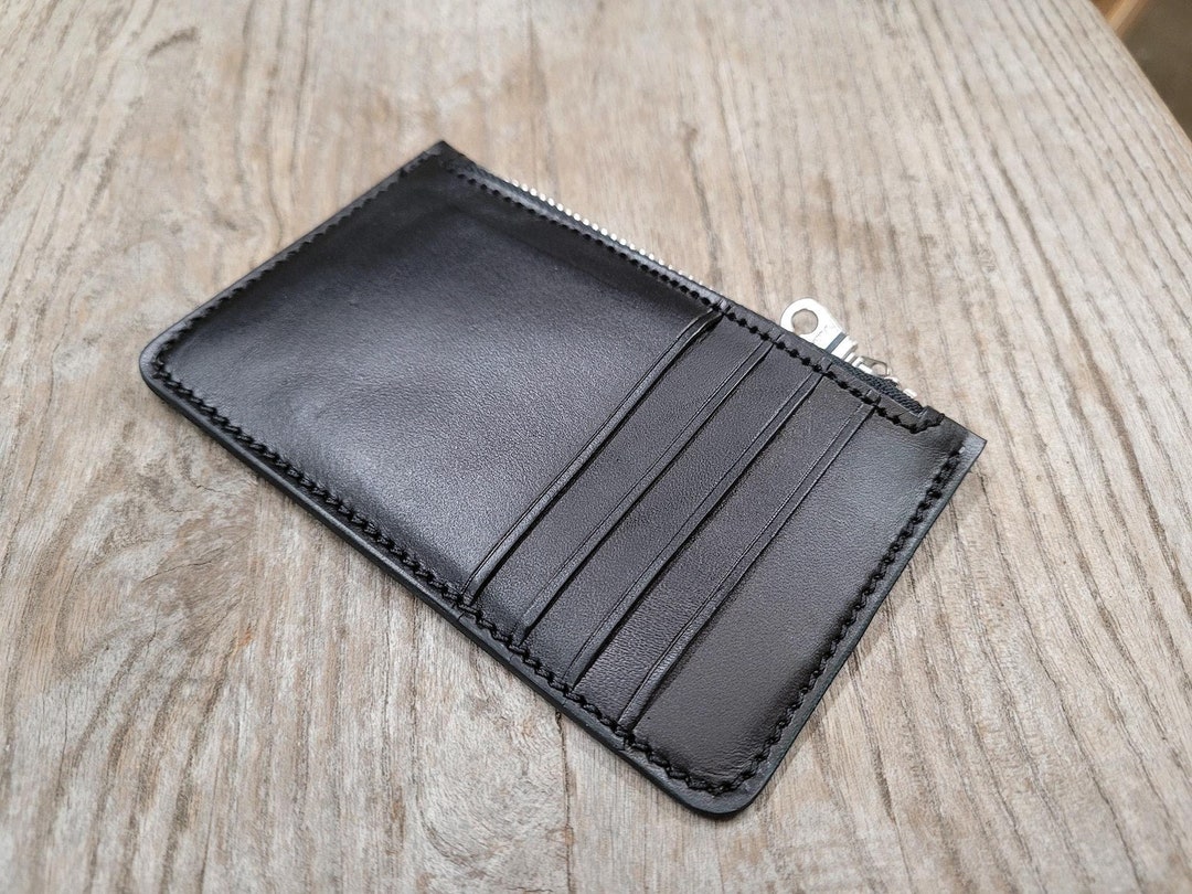 Leather Zip Wallet, Zipper Card Holder, Minimalist Zipper Card Pouch ...