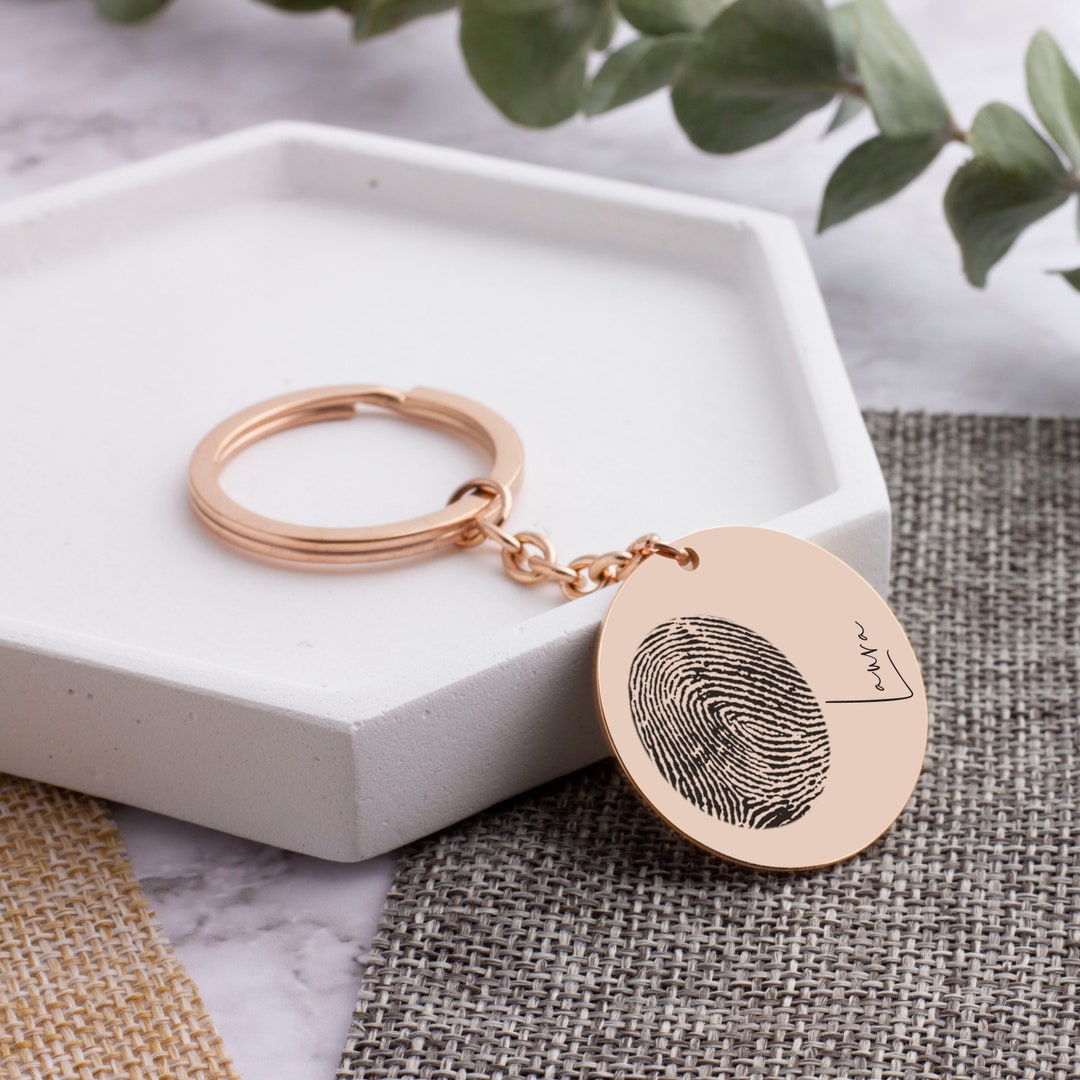 30mm Personalize Thumbprint Keychain Keepsake Jewelry Pendant Form ...