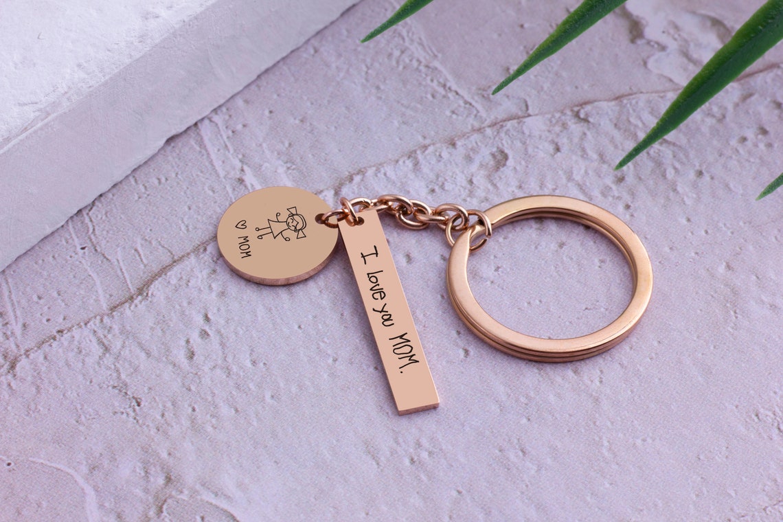 Personalized Engrave Keychain From Actual Hand Writing Family - Etsy
