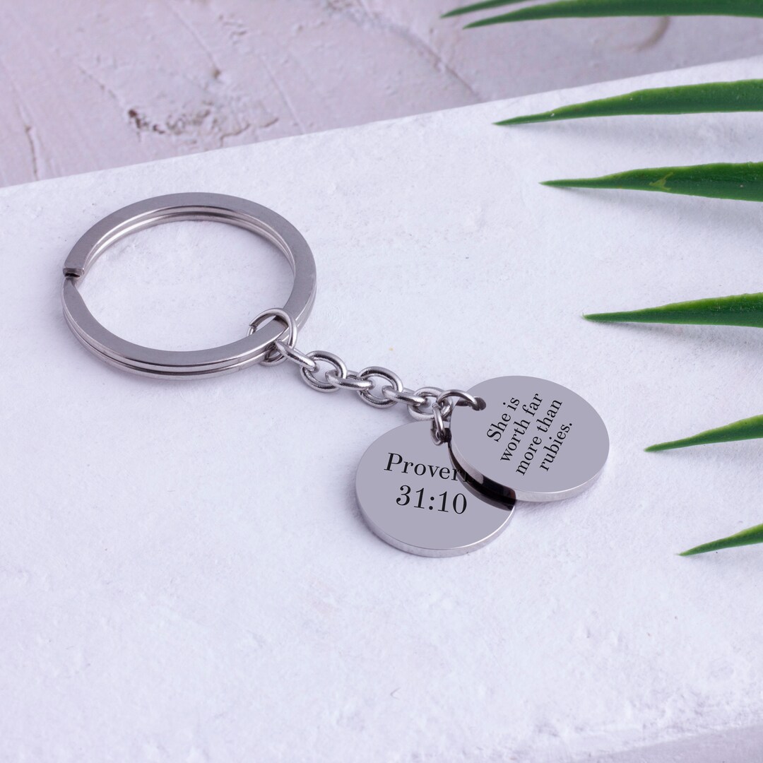 18mm Custom Verse Bible Keychain Engrave Biblical Word Key Ring ...