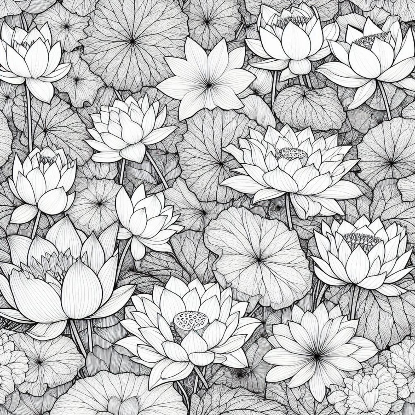 Lotus Flower Coloring Book Pages - Etsy