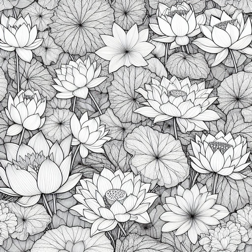 Lotus Flower Coloring Book Pages - Etsy