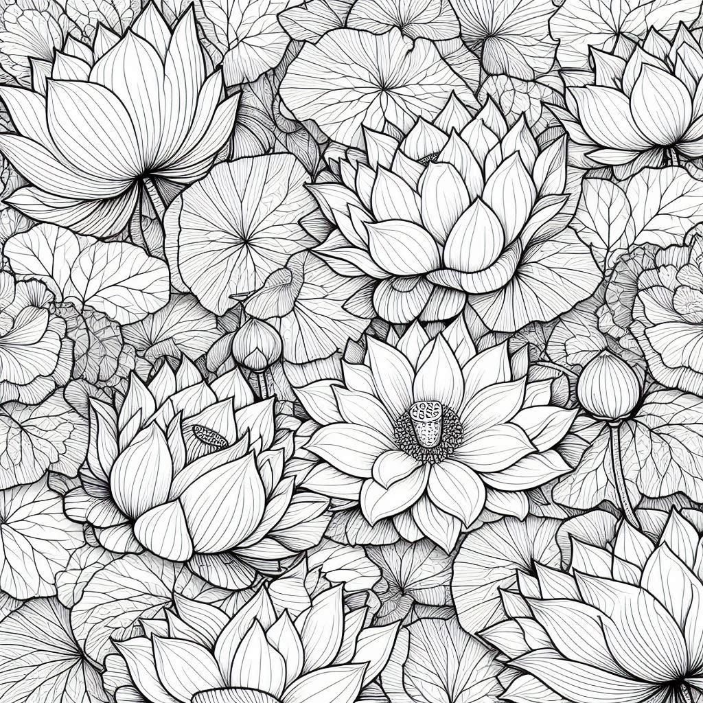 Lotus Flower Coloring Book Pages - Etsy