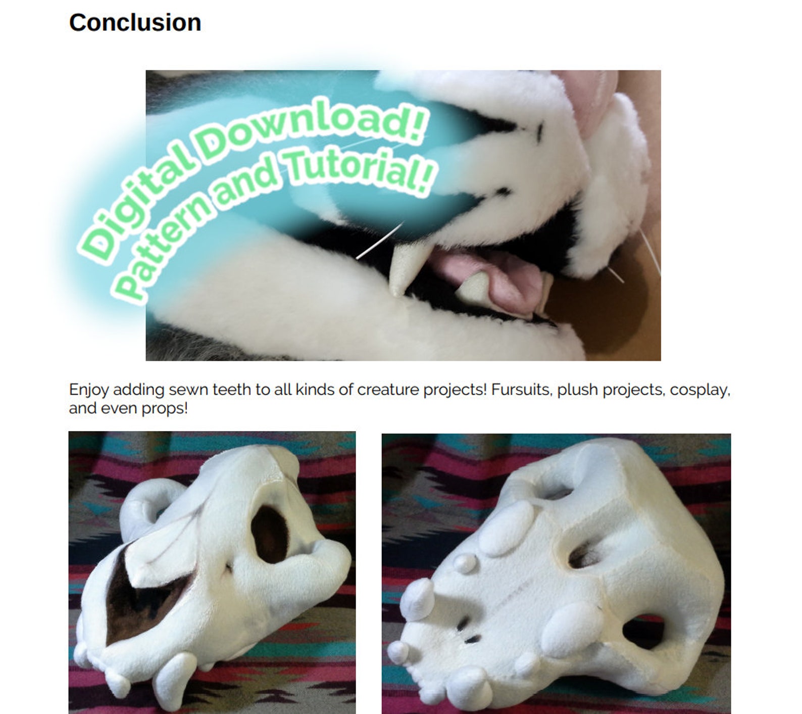 Pattern and Tutorial: Sewn Teeth for Fursuits - Etsy