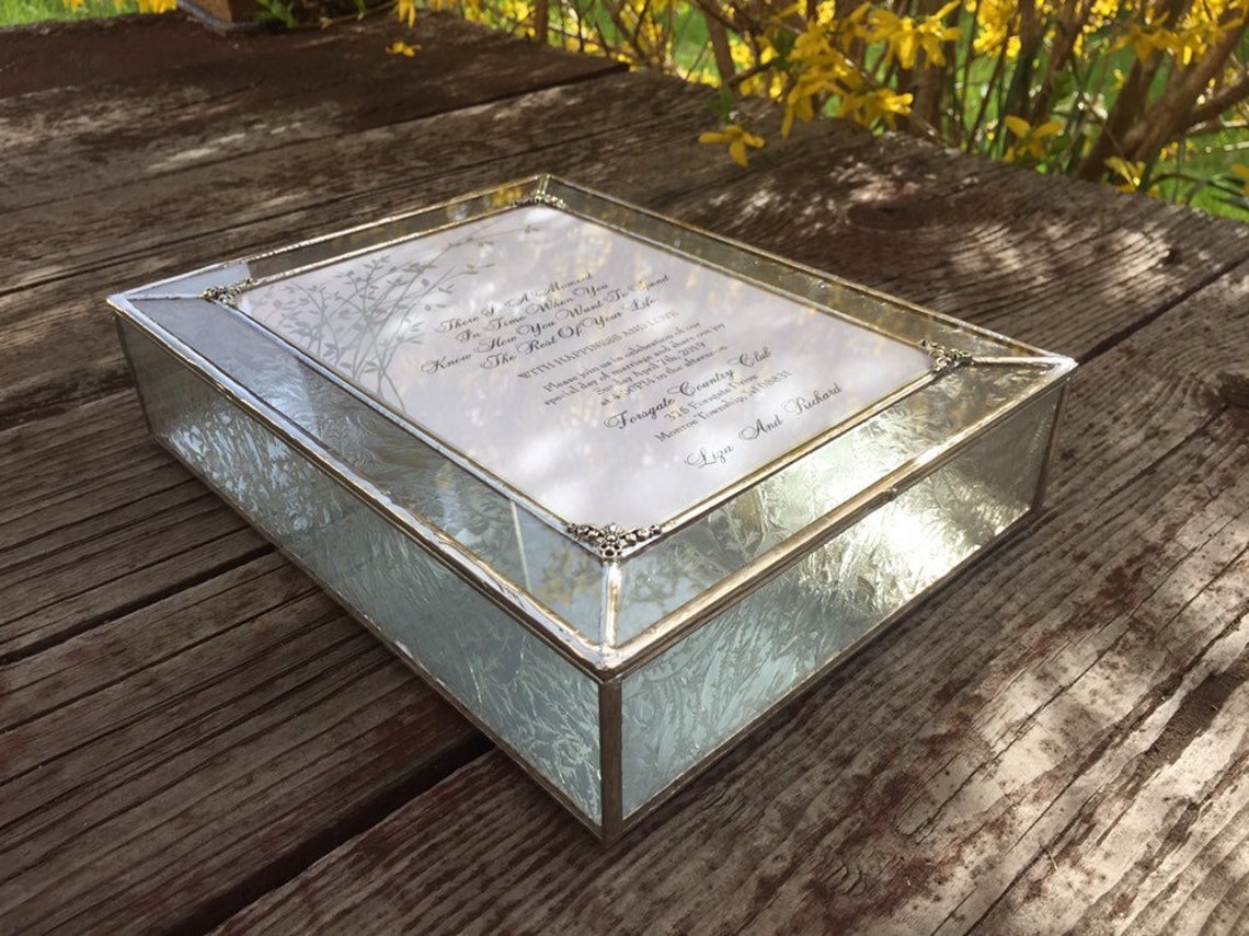 Stained Glass Invitation Keepsake Box With Border for Wedding - Etsy