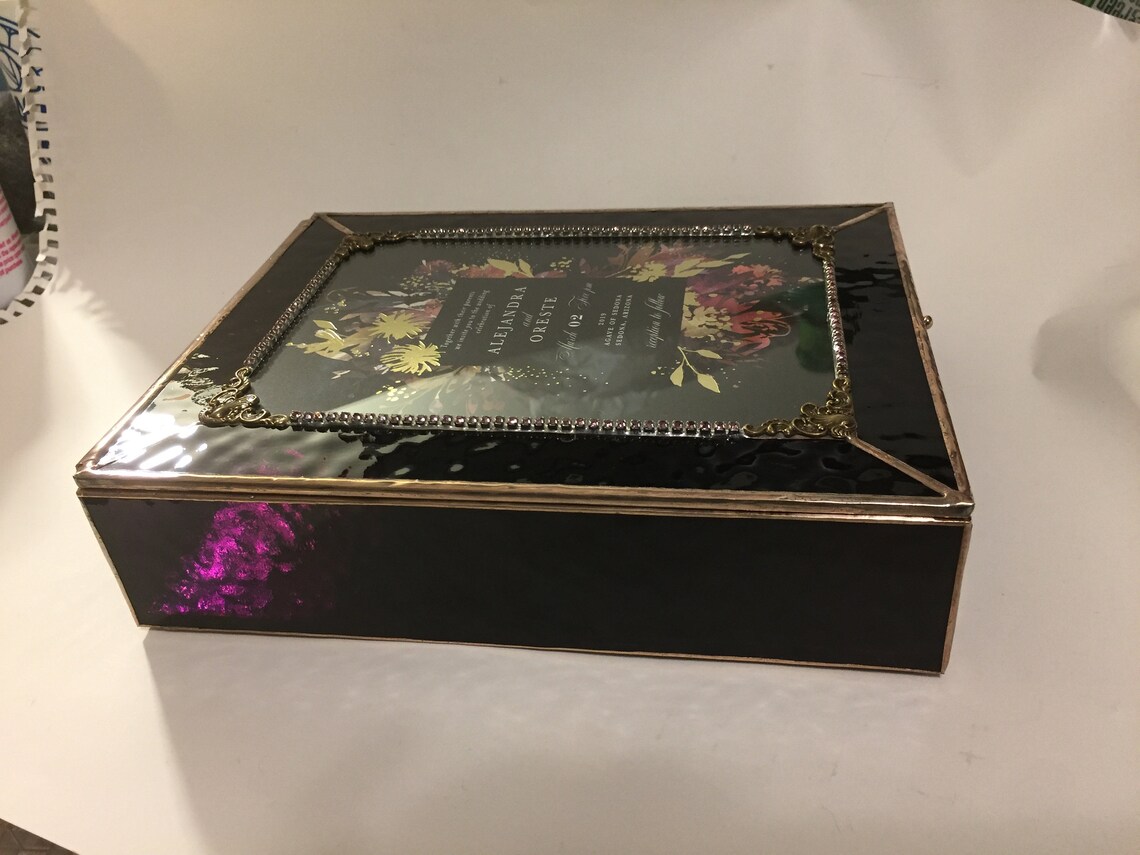 Stained Glass Invitation Keepsake Box With Border for Wedding - Etsy
