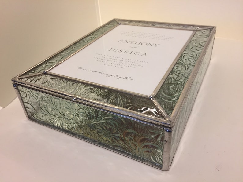Stained Glass Invitation Keepsake Box With Border for Wedding or Bat ...