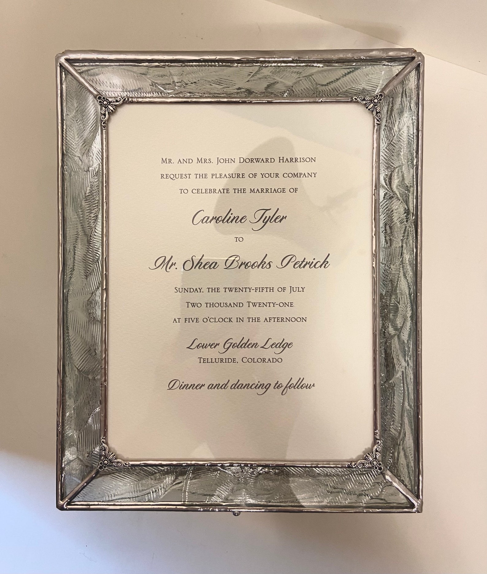 Stained Glass Invitation Keepsake Box With Border for Wedding or Bat ...