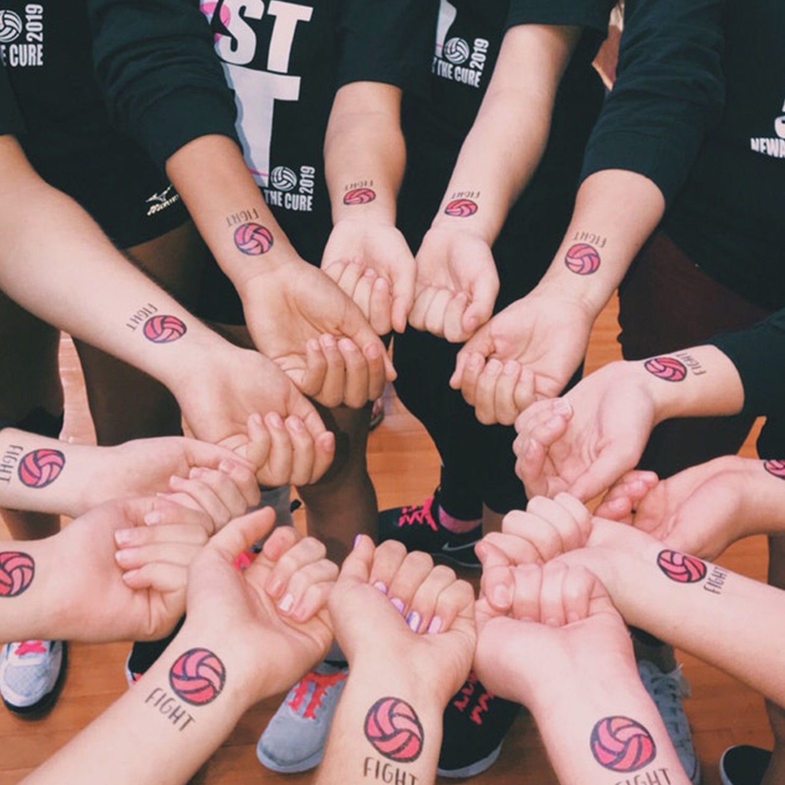 Team Pack of 14 Temporary Tattoos / fight Pink Out Football Team ...