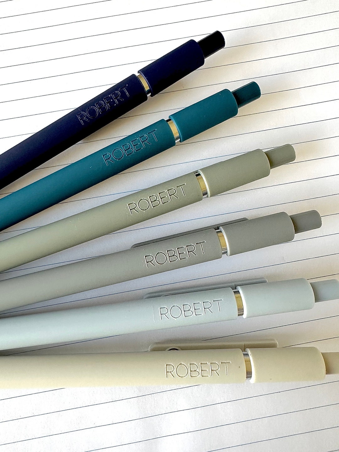 Custom Pens｜personalized Pens｜set of 6 Custom Engraved Soft Touch Pens ...