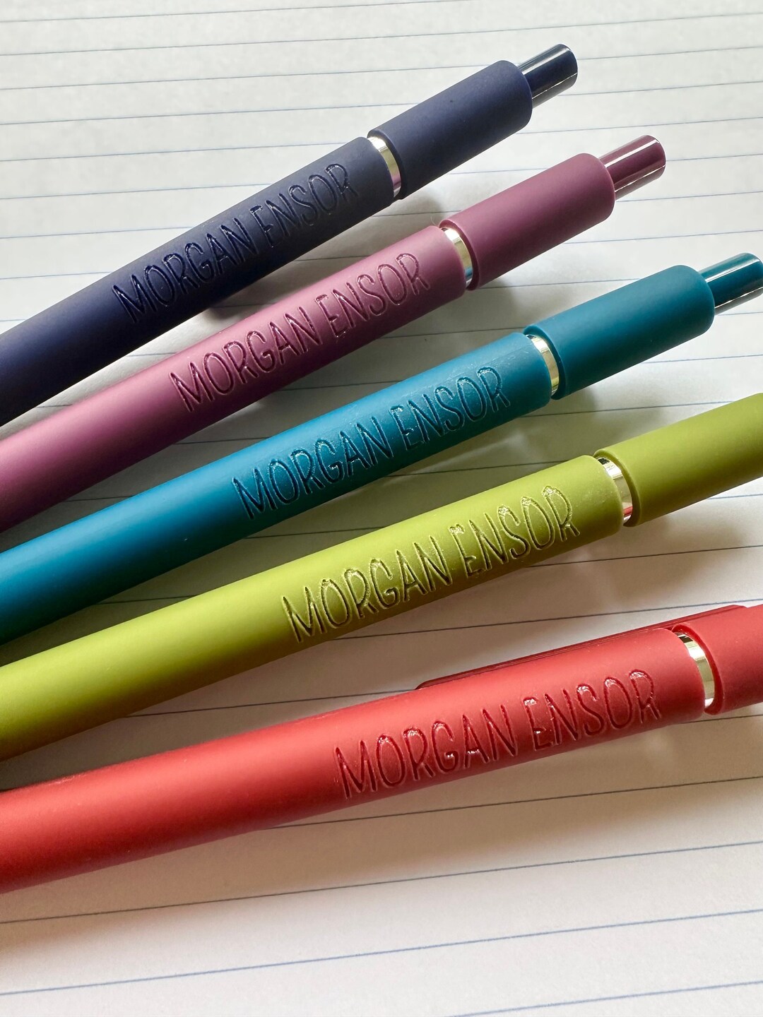 Custom Pens｜personalized Pens｜set of 5 Custom Engraved Soft Touch Pens ...