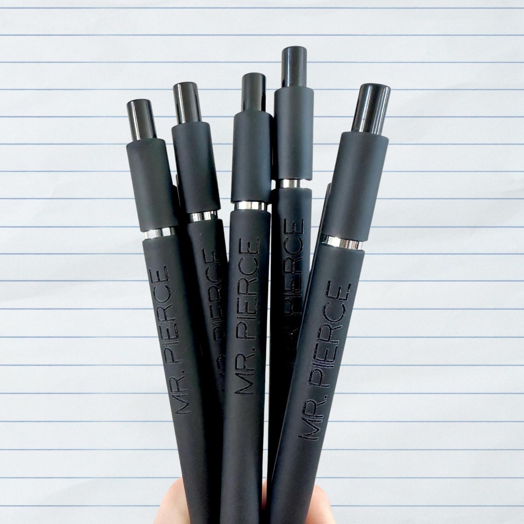 Custom Engraved Soft Touch Pens: Set of 5 Personalized Black Pens - Etsy