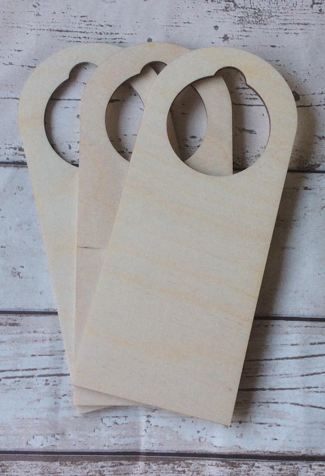 Pack of 3 Unpainted Laser Wooden Door Hangers Perfect for Crafting or ...