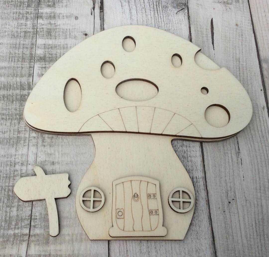 BRAND NEW Unpainted Laser Cut Blank Toadstool Mushroom Faerie Elf Fairy ...