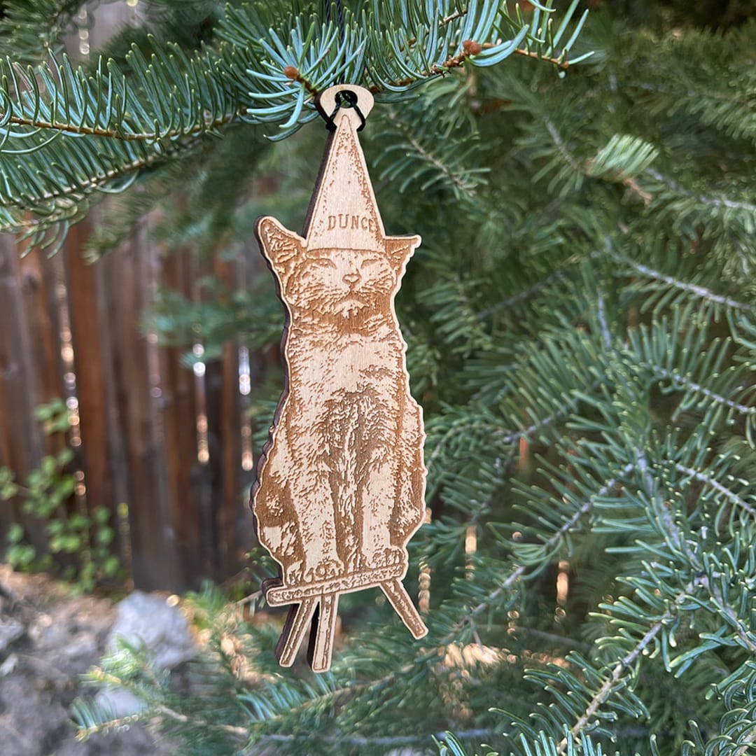 Dunce Cat Wood Ornament - Etsy
