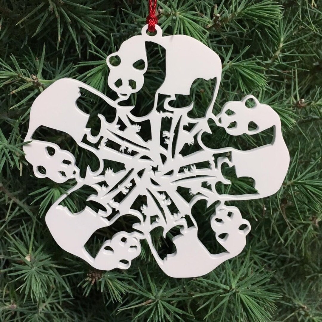 4" Panda Snowflake Ornament - Etsy