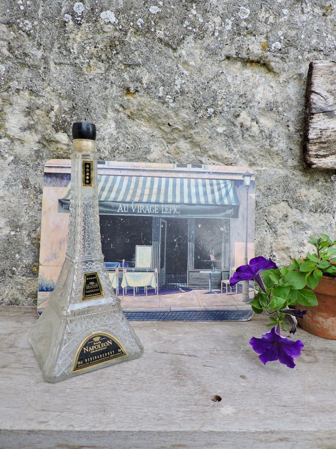Eiffel Tower Brandy Bottle With Cork, Tall Decanter, Vintage French Bar ...