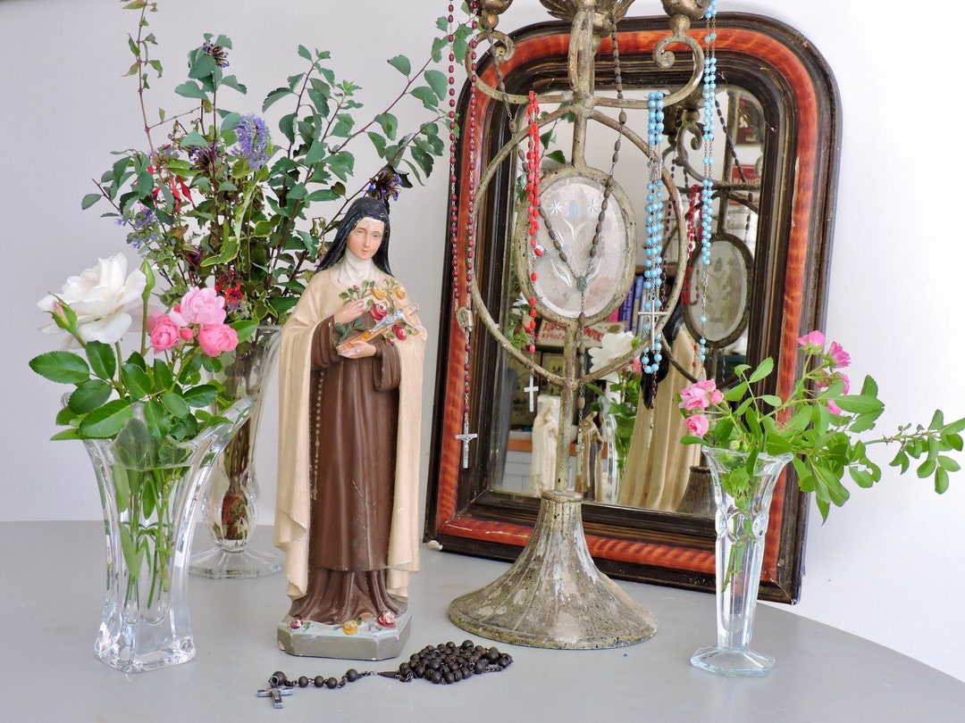 St Thérèse Statue, Pieraccini Saint Theresa Chalk Sculpture, Antique ...