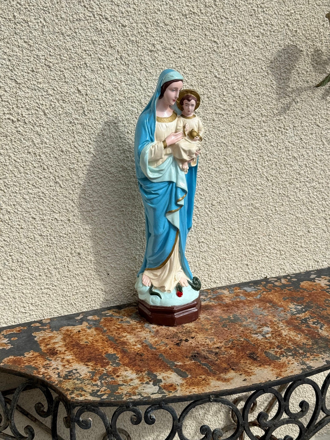 Ceramic Holy Mary and Jesus Sculpture, Our Lady of Hope Statue, Vierge ...