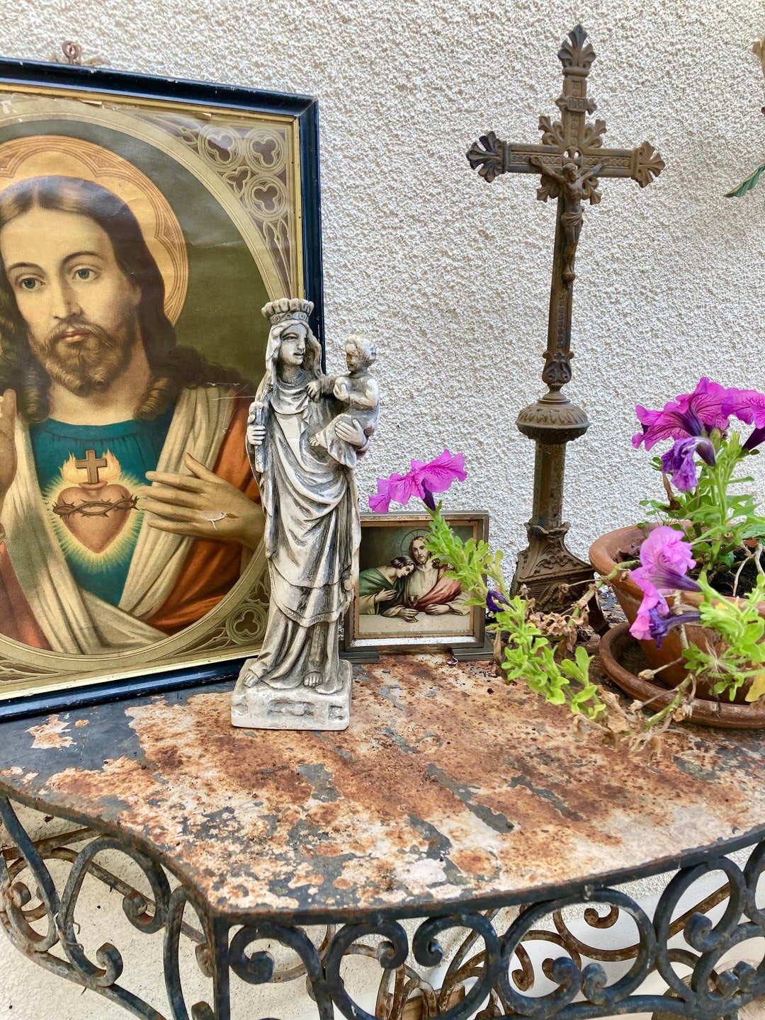 Mary and Jesus Statue, 1930s Madonna/jesus Orb Sculpture, Our Lady of ...