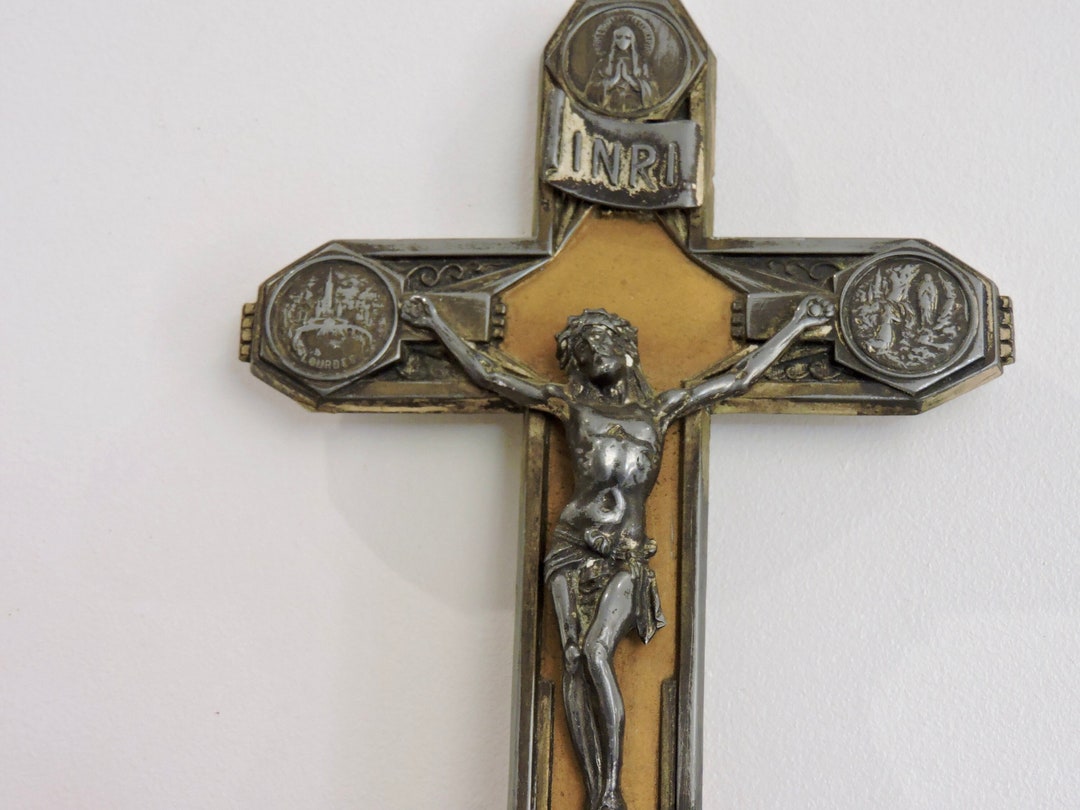Church Crucifix, Art Deco Cross, Spelter Corpus Christi Our Lord Christ ...