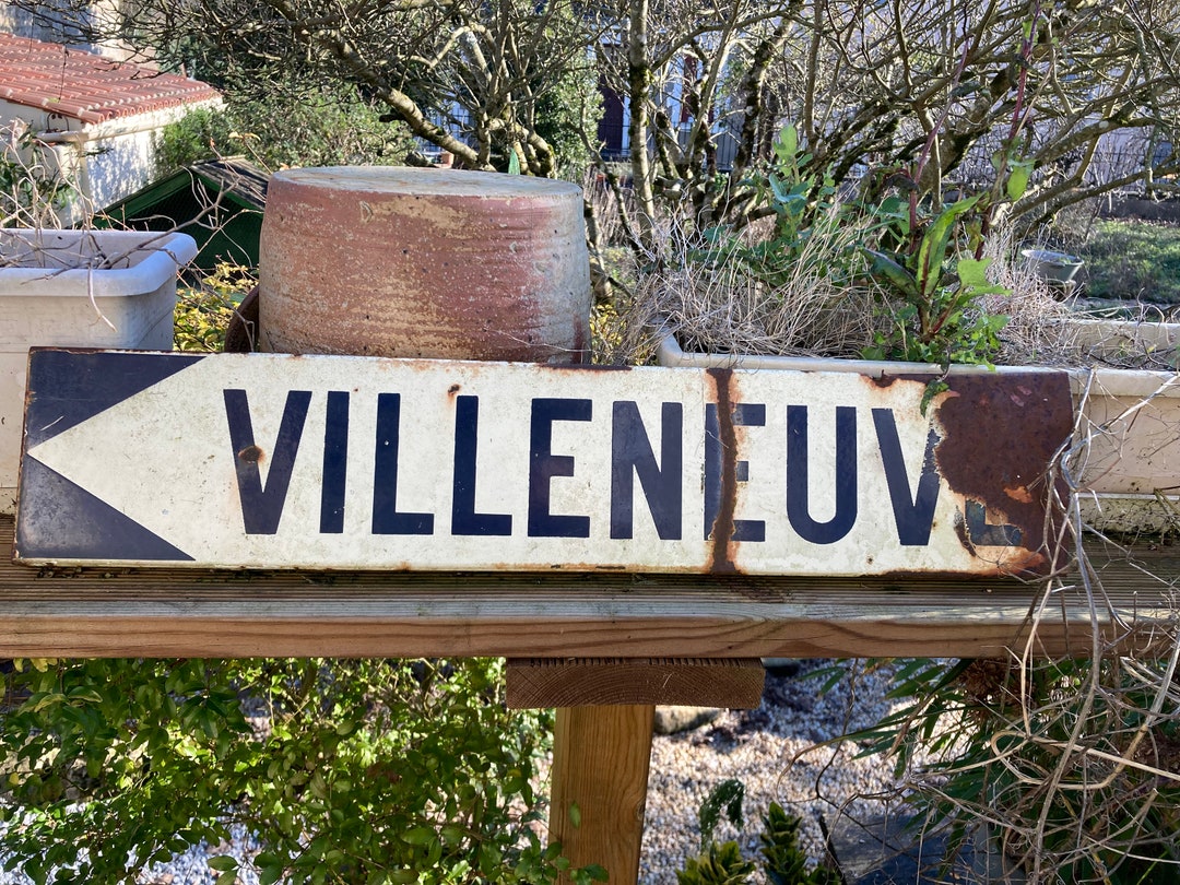 Vintage Enamel Road Sign, 1920s French Cobalt Black and White Enamelled ...
