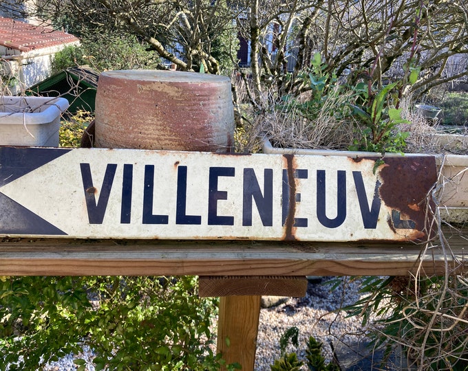 Vintage Enamel Road Sign, 1920s French Cobalt Black and White Enamelled ...