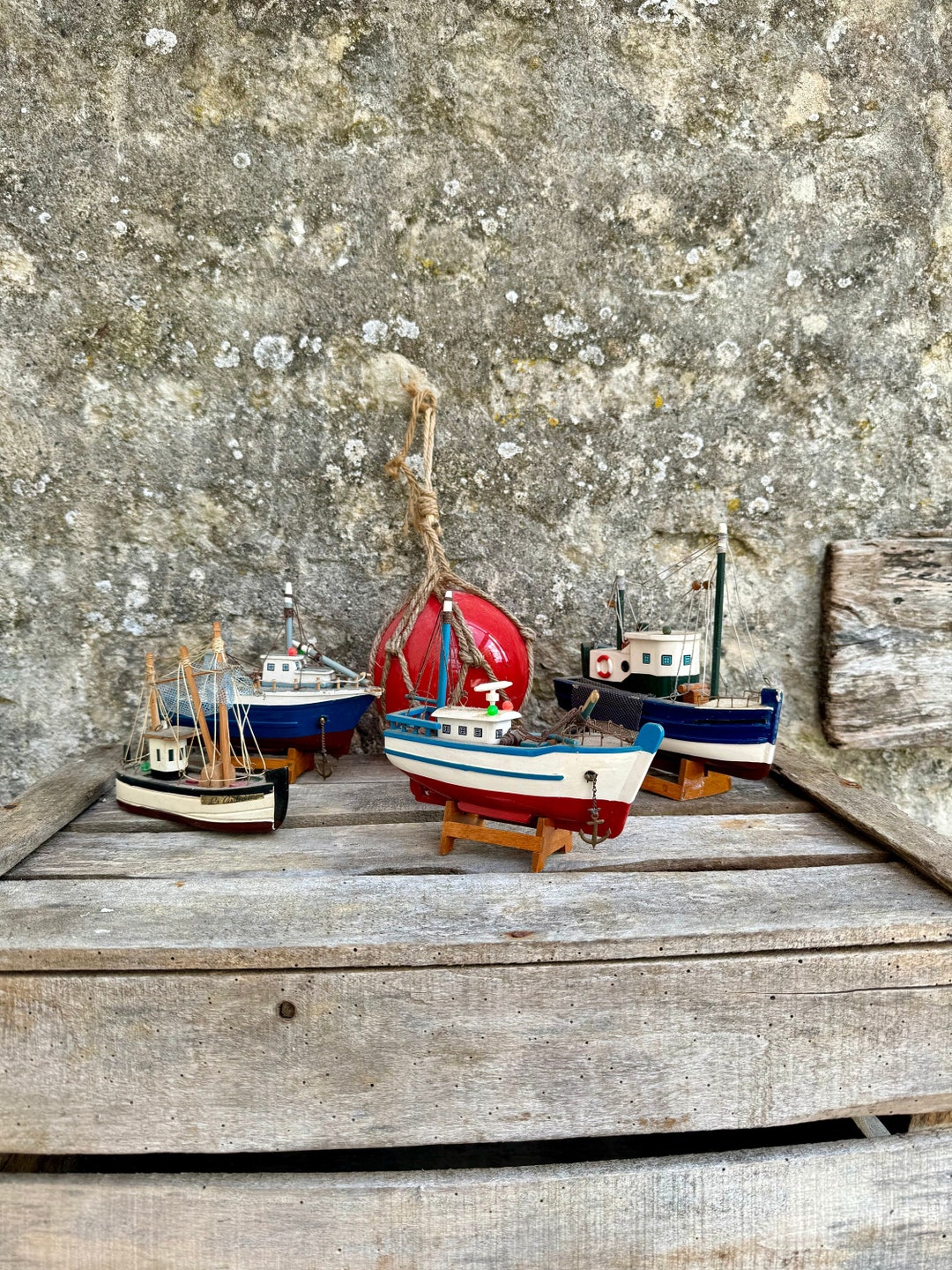 Four Vintage Model Boats Model Sailing Vessel 4 Miniature French ...