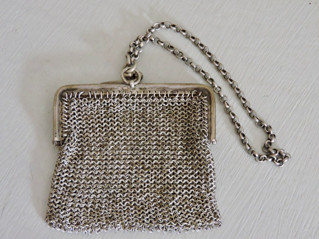 Chainmail Coin Purse, Vintage Ladies Silver Mesh Coin Pouch, French ...